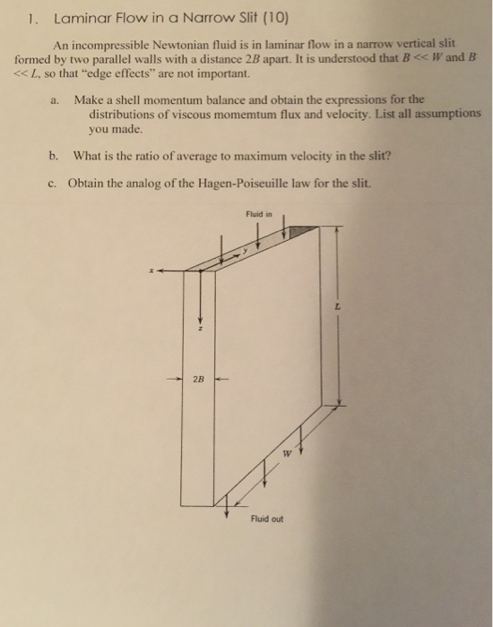 Solved An incompressible Newtonian fluid is in laminar flow | Chegg.com