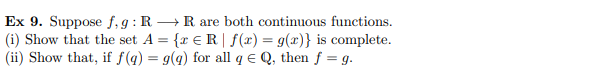 Solved Ex 9. Suppose f,g:R R are both continuous functions. | Chegg.com