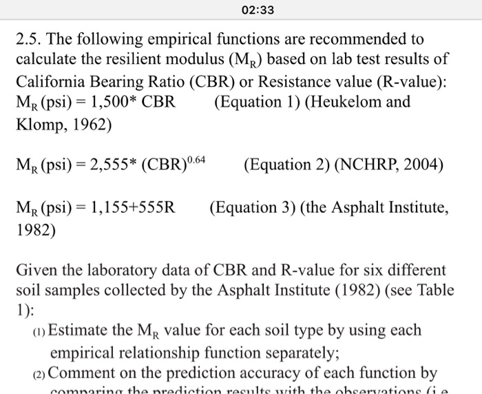 Solved 02:33 2.5. The following empirical functions are | Chegg.com