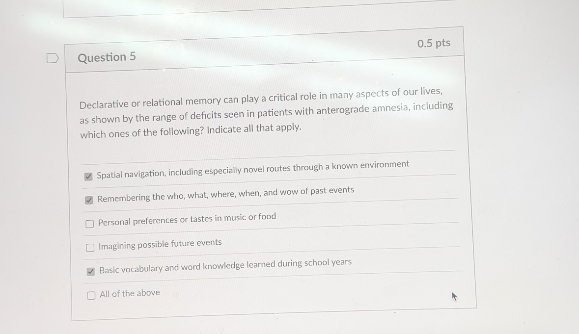 Solved Declarative or relational memory can play a critical | Chegg.com