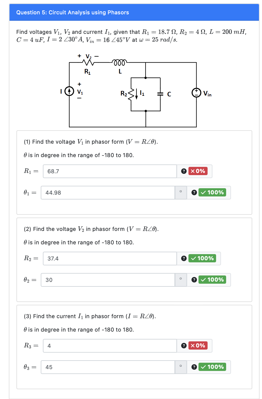Solved Find voltages V1,V2 and current I1, given that | Chegg.com