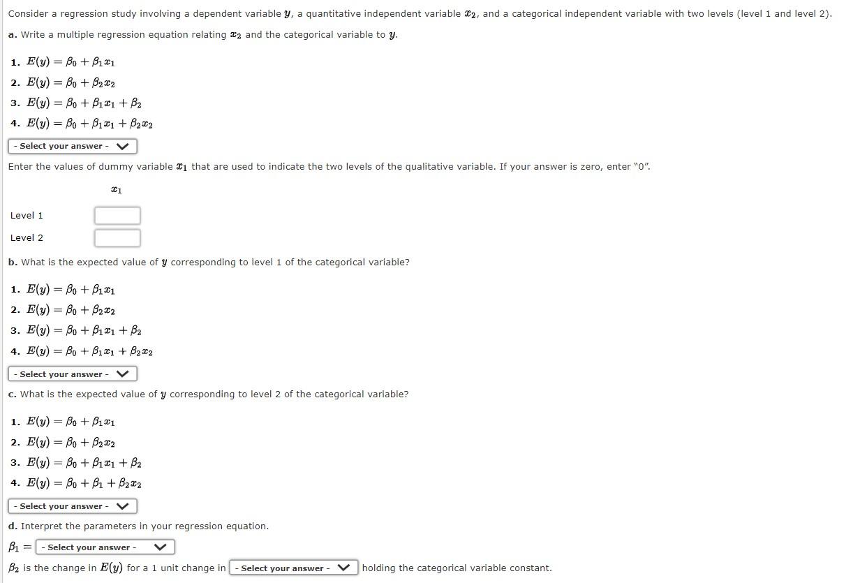 Solved a. Write a multiple regression equation relating x2 | Chegg.com