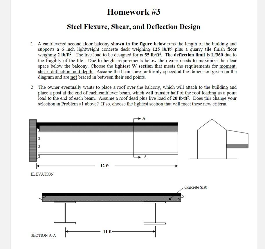 Solved Homework #3 Steel Flexure, Shear, and Deflection | Chegg.com