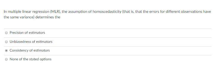 Solved In multiple linear regression (MLR), the assumption | Chegg.com
