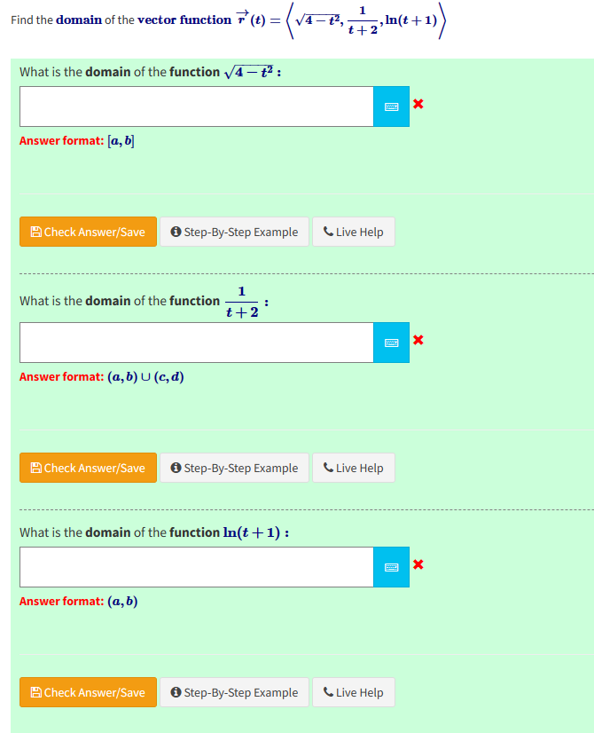 Solved Find the domain of the vector function | Chegg.com