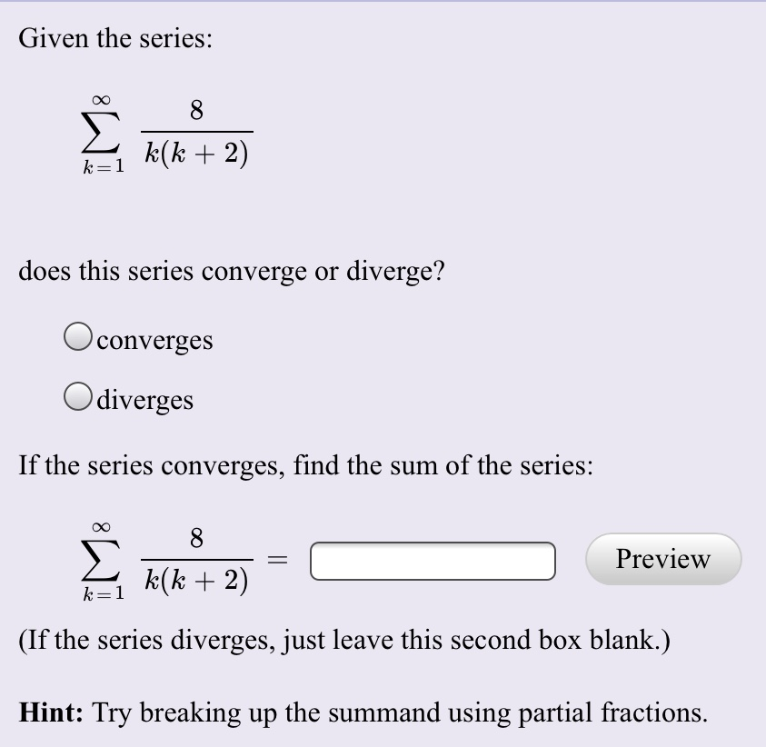 Solved To test the series – for convergence, you can use the | Chegg.com