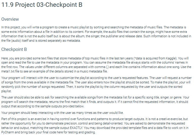 Solved 11.9 Project 03-Checkpoint B Overview In this | Chegg.com