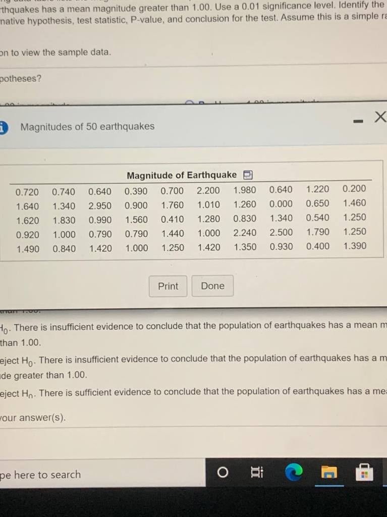 Solved The accompanying data table lists the magnitudes of | Chegg.com