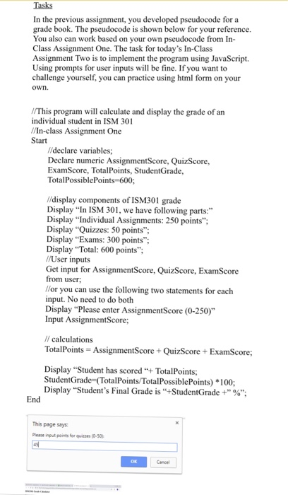 Solved Tasks In the previous assignment, you developed | Chegg.com