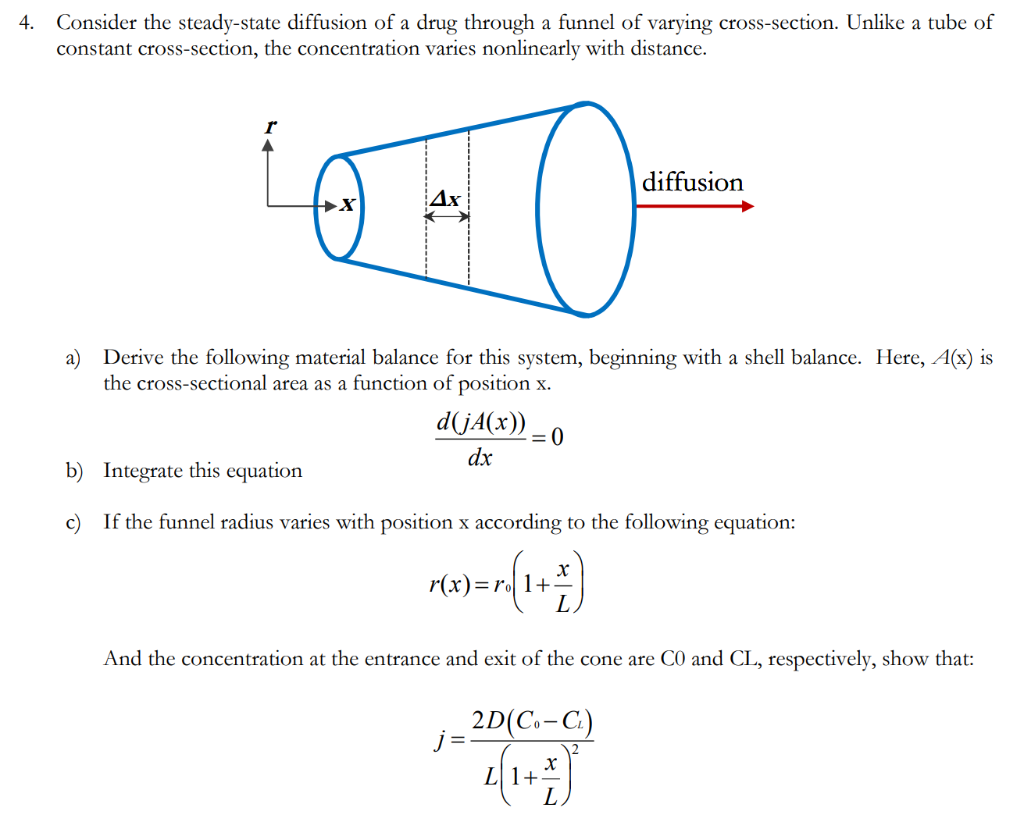 Solved Consider the steady-state diffusion of a drug through | Chegg.com