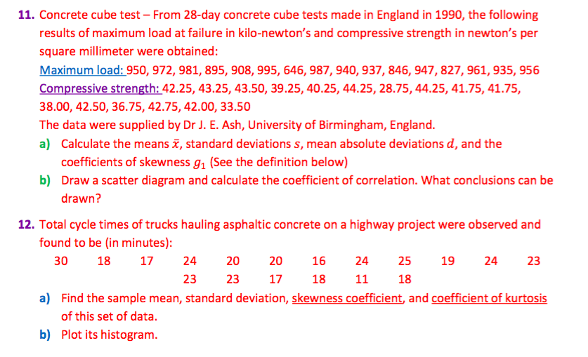 Solved 11. Concrete cube test - From 28-day concrete cube | Chegg.com