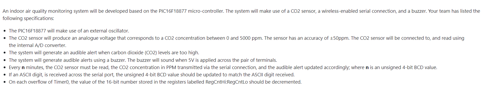 Solved following specifications: - The PIC16F18877 will make | Chegg.com
