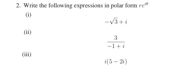 Solved 2. Write the following expressions in polar form re 3 | Chegg.com