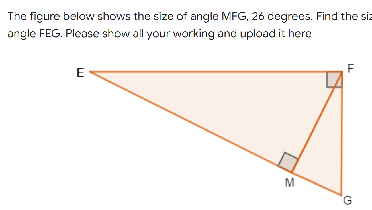 Solved The figure below shows the size of angle MFG, 26 | Chegg.com