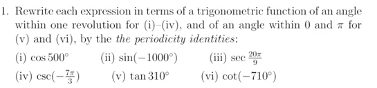 Solved Rewrite each expression in terms of a trigonometric | Chegg.com