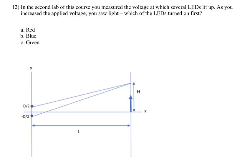 Solved 12) In the second lab of this course you measured the | Chegg.com