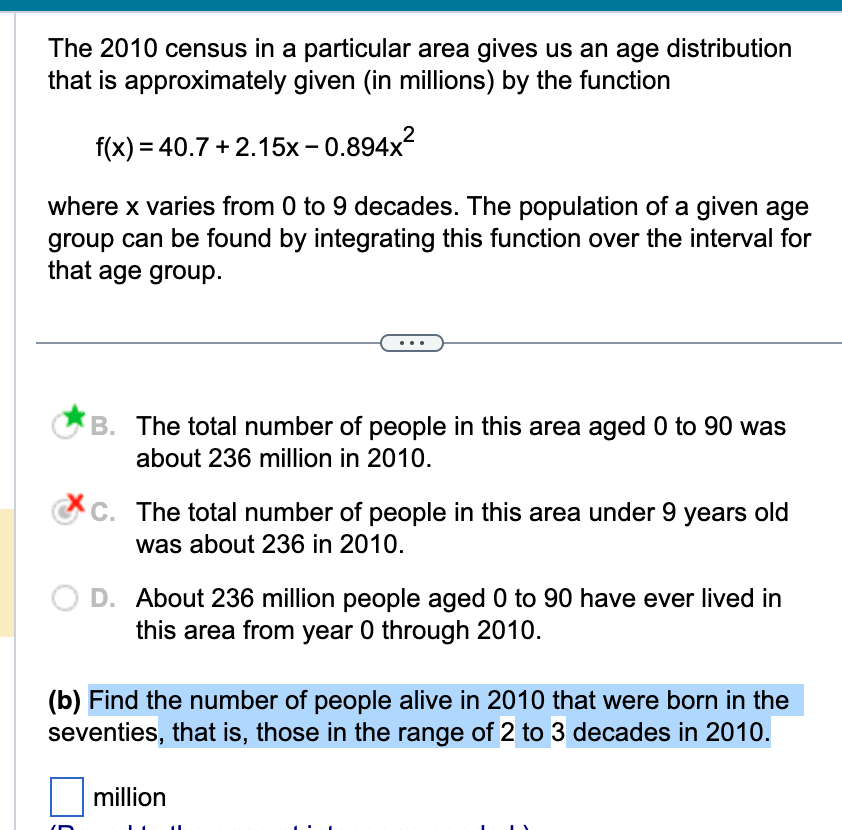 Solved The 2010 census in a particular area gives us an age | Chegg.com