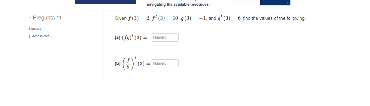 Solved Given f(3)=2,f′(3)=10,g(3)=−1, and g′(3)=6, find the | Chegg.com