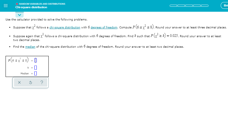 Solved O RANDOM VARIABLES AND DISTRIBUTIONS Chi-square | Chegg.com