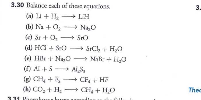 Solved 3.30 Balance each of these equations. 3. (a) Li + H2 | Chegg.com