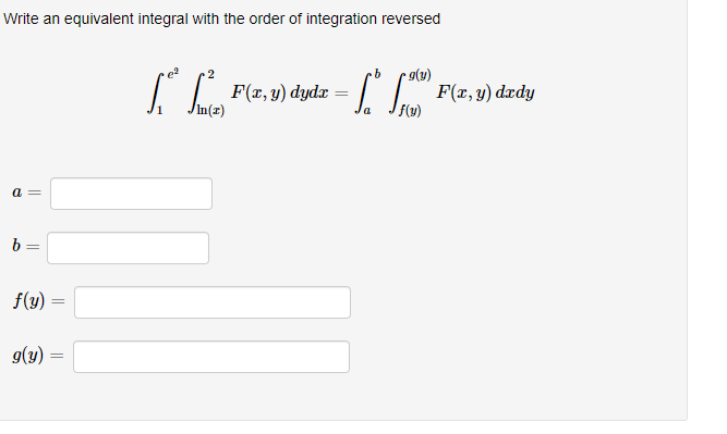Solved Write an equivalent integral with the order of | Chegg.com