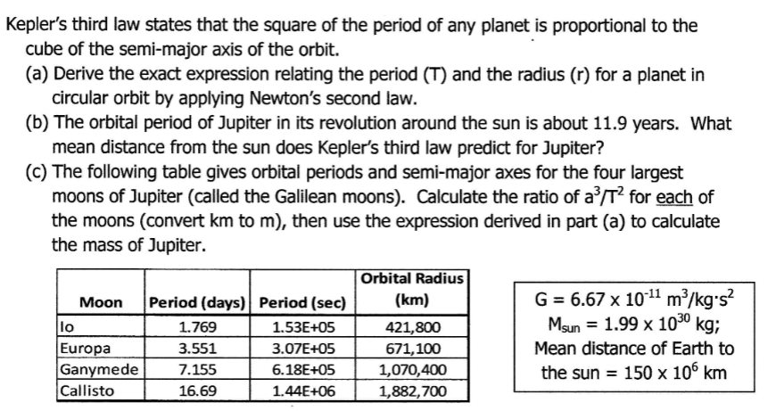 Solved Kepler's third law states that the square of the | Chegg.com