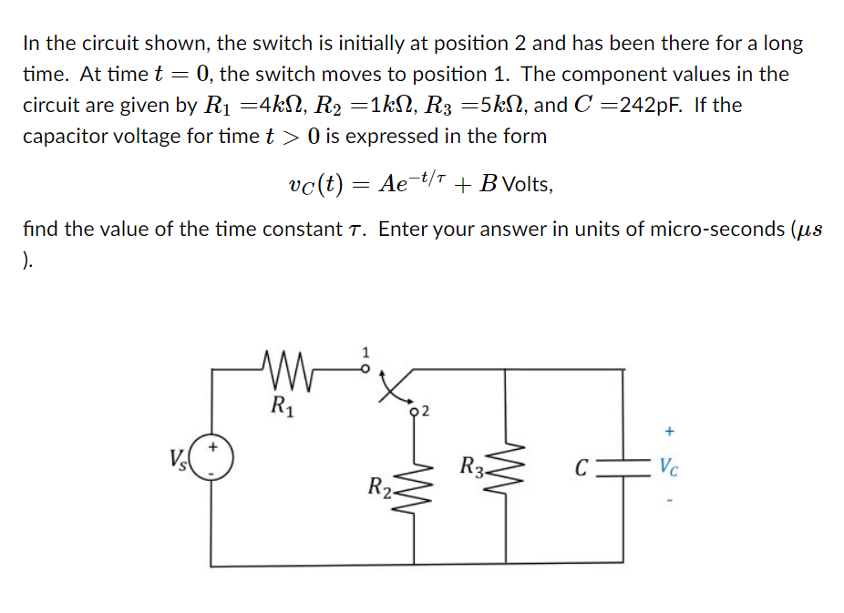 Solved In the circuit shown, the switch is initially at | Chegg.com