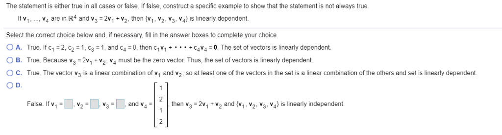 Solved The statement is either true in all cases or false. | Chegg.com