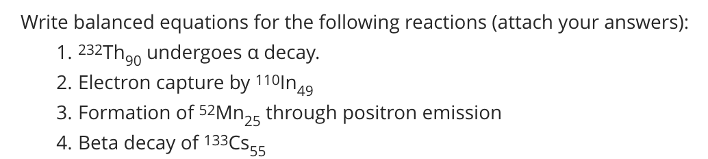 Solved Write balanced equations for the following reactions | Chegg.com