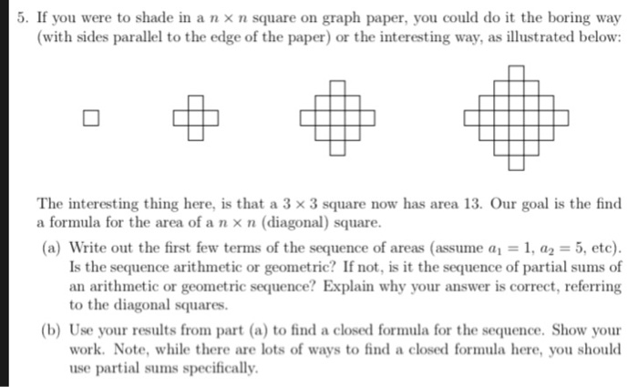 Solved 5. If you were to shade in a n × n square on graph | Chegg.com