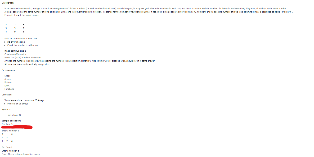 Solved Write a program to generate a n*n magic square ( c | Chegg.com