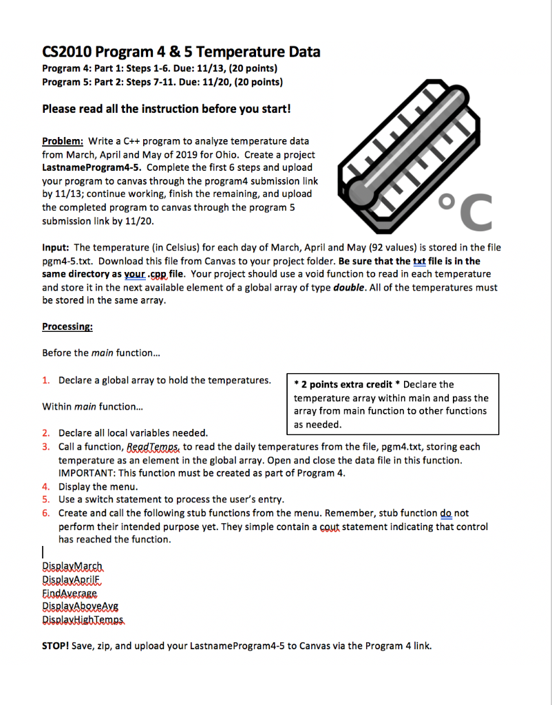 Solved Cs2010 Program 4 And 5 Temperature Data Program 4 Part 3738