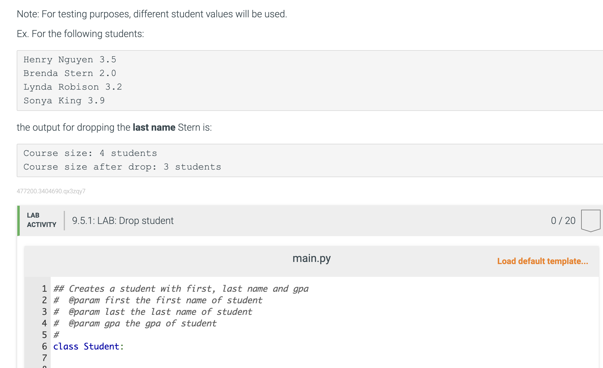 Solved Y.5 LAB. Drop student Building on the Student and | Chegg.com