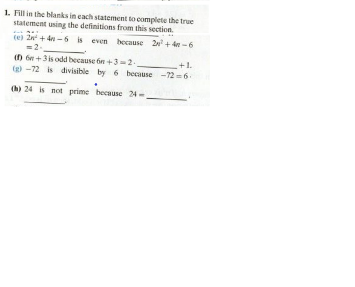 Solved 1. Fill in the blanks in each statement to complete | Chegg.com