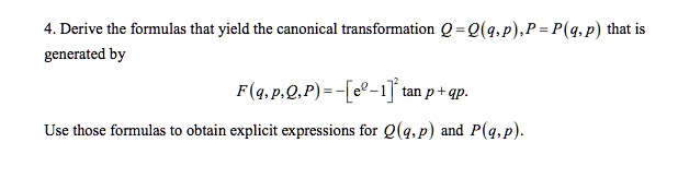 Solved Derive the formulas that yield the canonical | Chegg.com