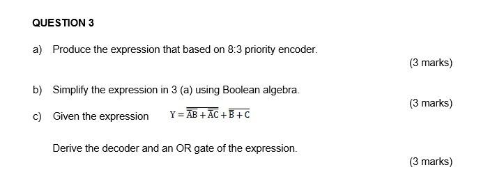 Solved QUESTION 3 a) Produce the expression that based on | Chegg.com