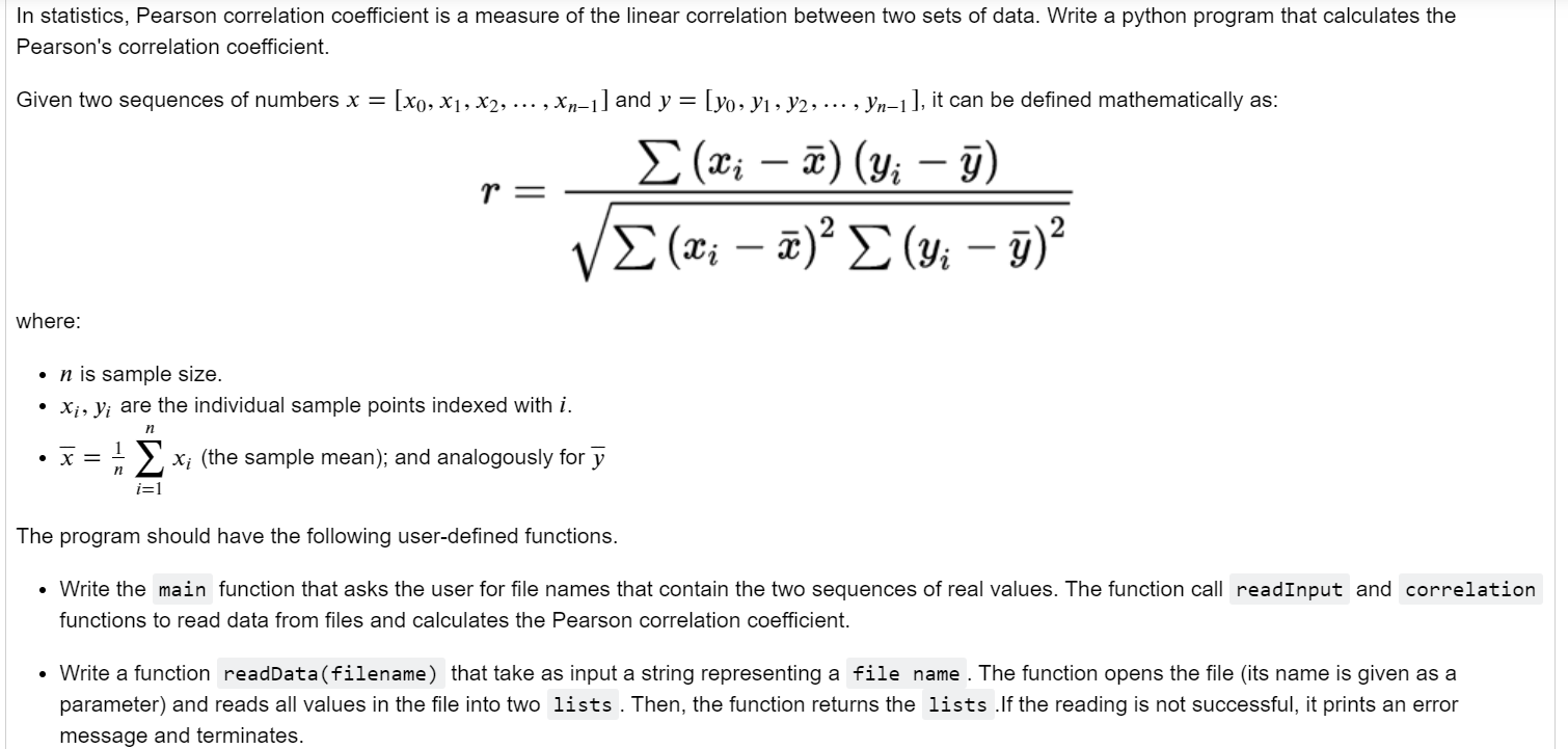 Solved In statistics, Pearson correlation coefficient is a | Chegg.com