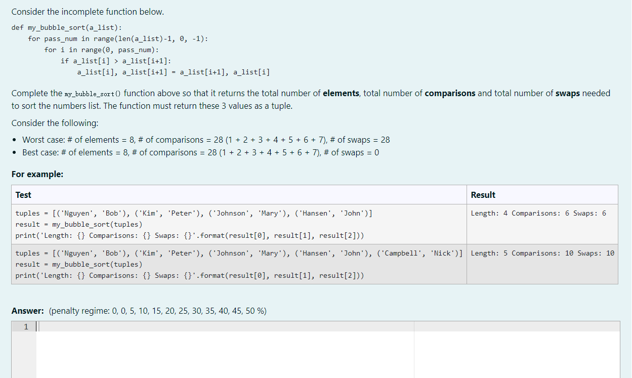 Solved Consider the incomplete function below. def | Chegg.com