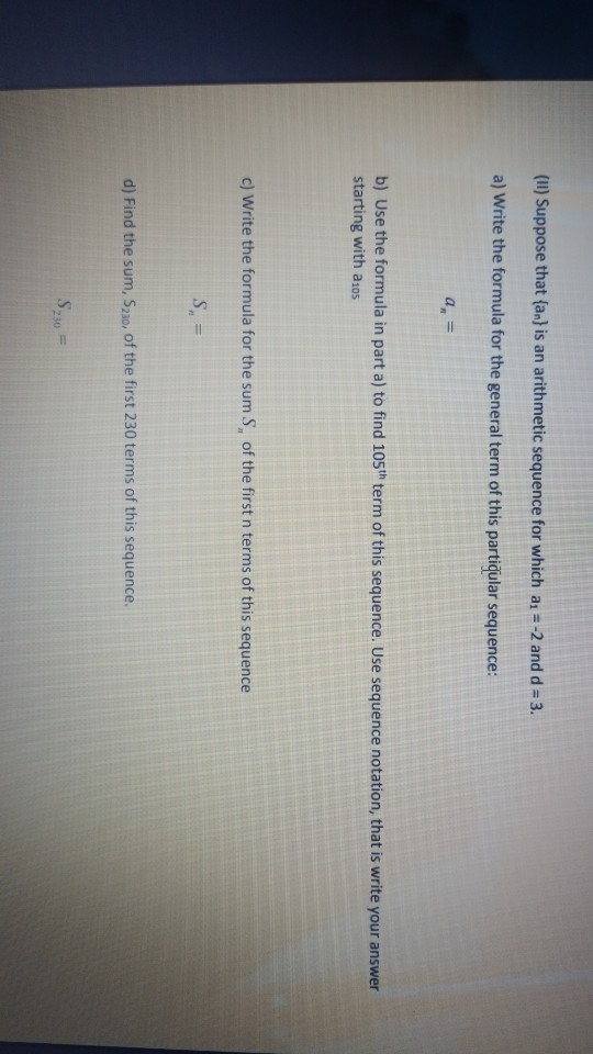 Solved (11) Suppose that {an} is an arithmetic sequence for | Chegg.com