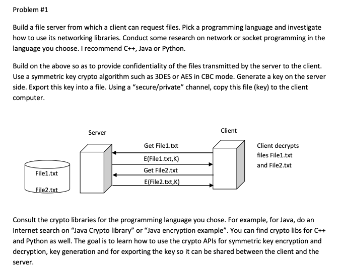 Problem #1 Build a file server from which a client | Chegg.com