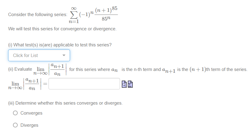 Solved The options for i). ratio test, root test, | Chegg.com