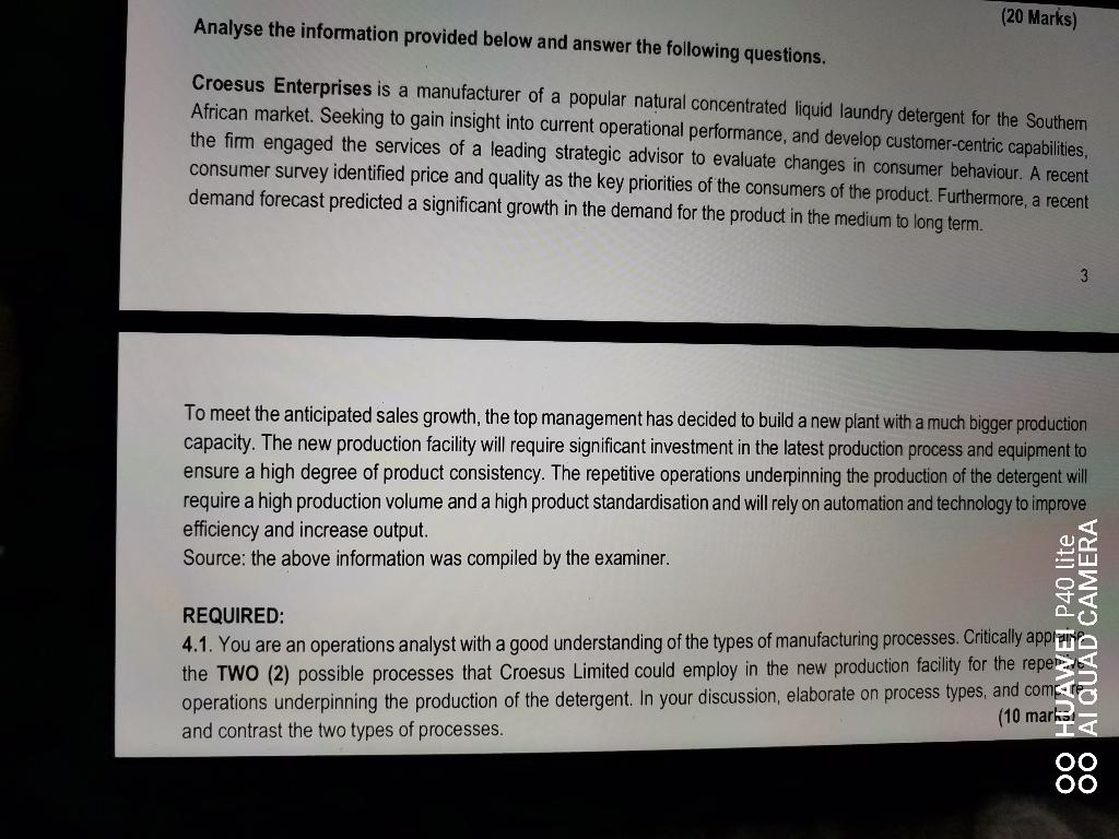 Solved Analyse the information provided below and answer the | Chegg.com