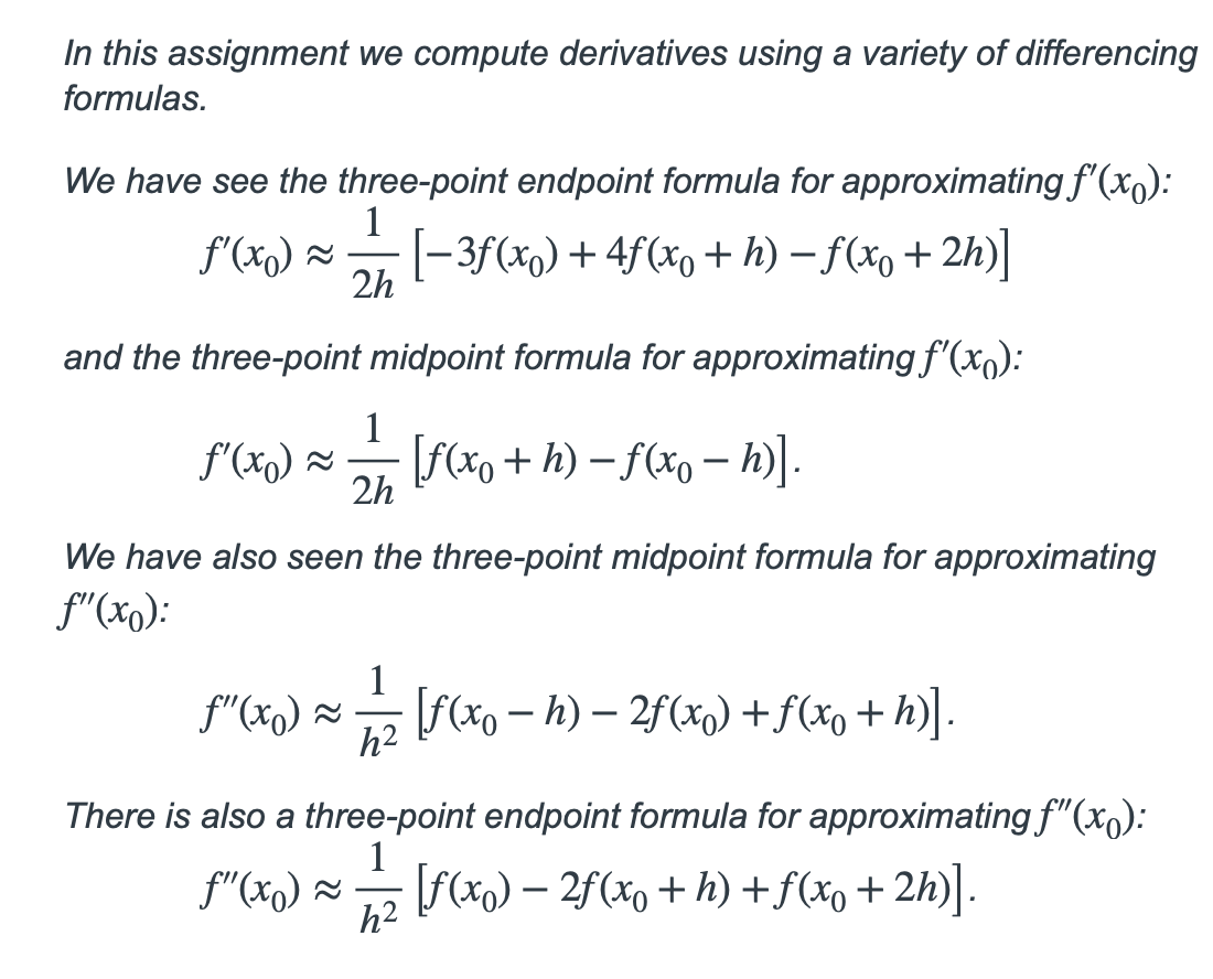 Solved In this assignment we compute derivatives using a | Chegg.com
