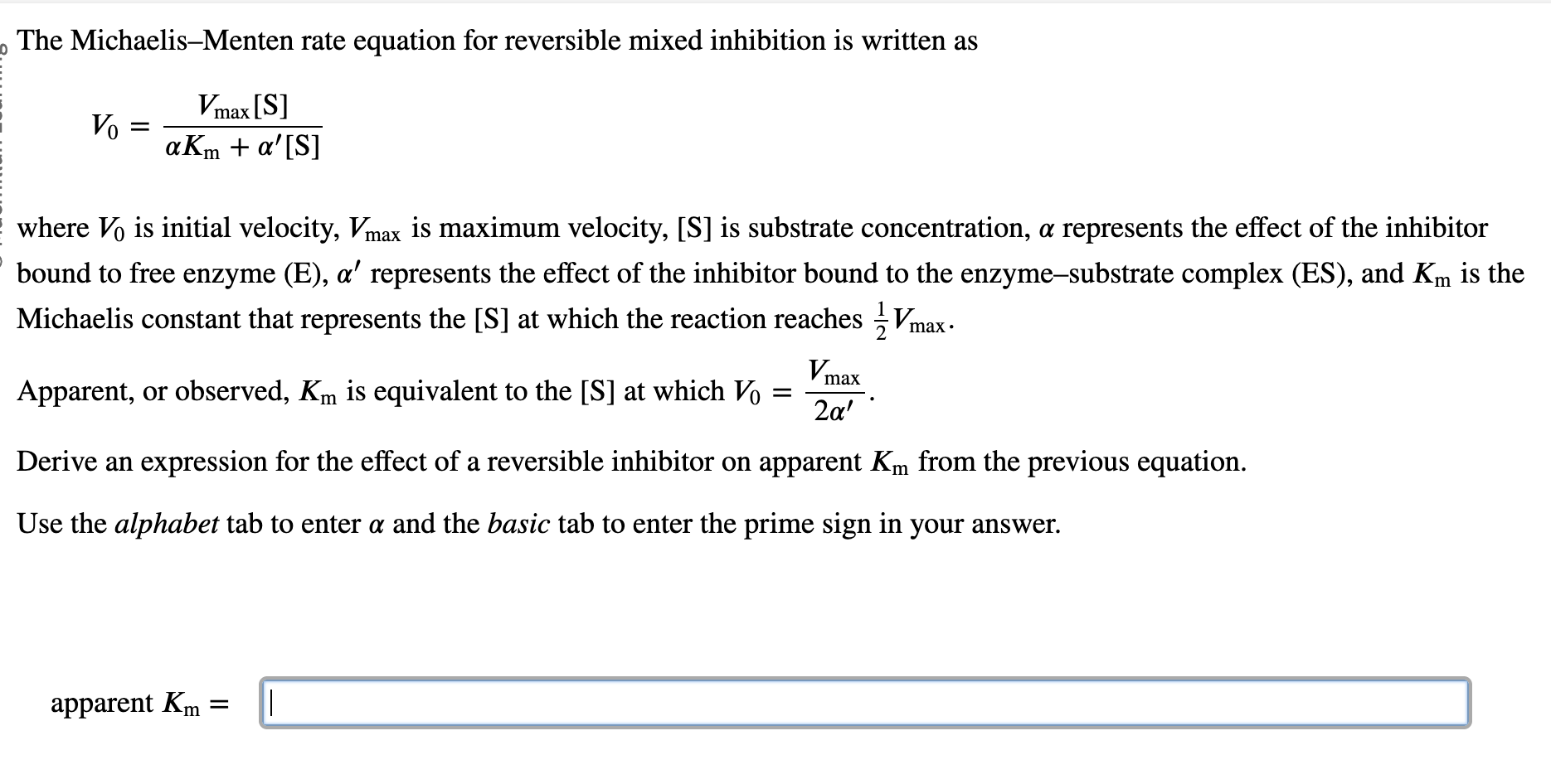 Solved The Michaelis-Menten rate equation for reversible | Chegg.com