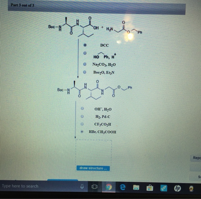Solved Part 3 out of 3 0 0 Boc- DCC Ho Ph, H O Na CO3, H20 O | Chegg.com