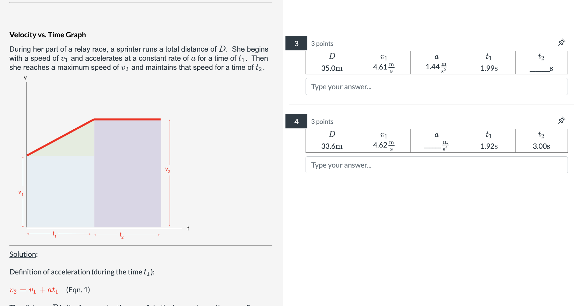 Solved Velocity vs. Acceleration A bicycle and a car wait at | Chegg.com