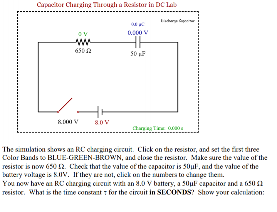 Solved Capacitor Charging Through a Resistor in DC Lab | Chegg.com