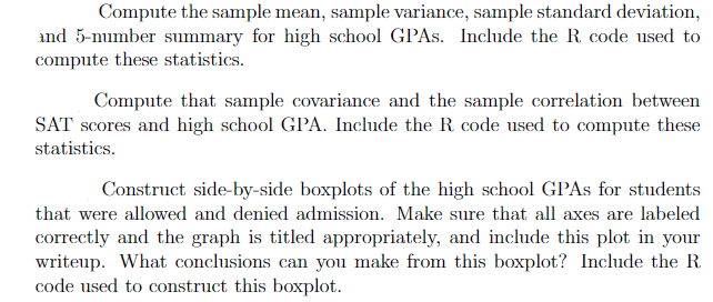 Solved Compute the sample mean, sample variance, sample | Chegg.com