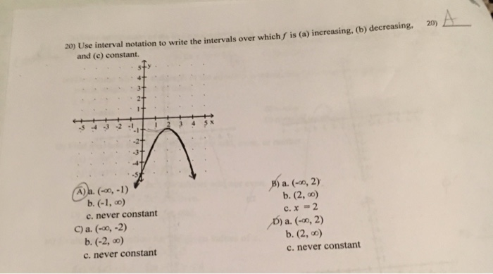 Solved 20) Use interval notation to write the intervals over | Chegg.com