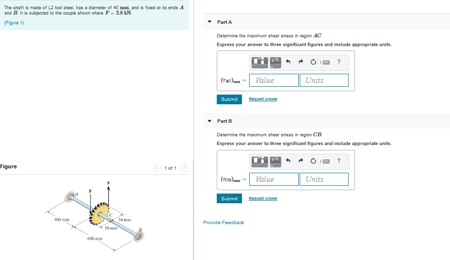 Solved The shaft is made of L2 tool steel, has a diameter of | Chegg.com